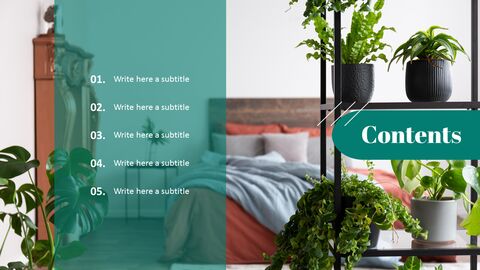 Green Interior Contents Slide Page|Agenda|Single