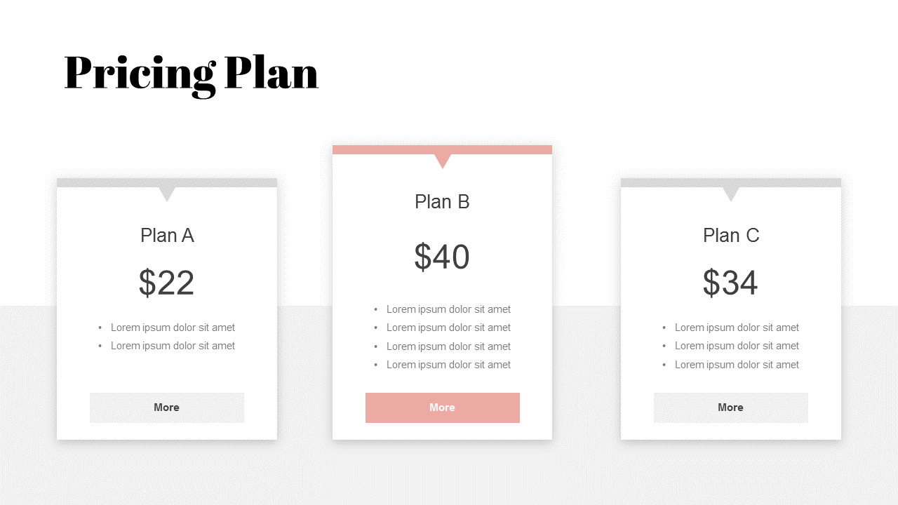 Pricing Plan Simple Deck|Prices|Single Slides