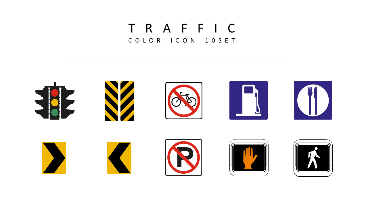 10 Traffic Icons Vector Art|Diagram