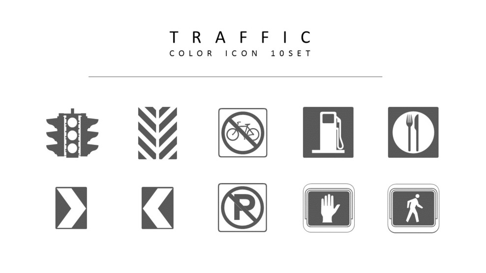 10 Traffic Icons Vector Art|Diagram