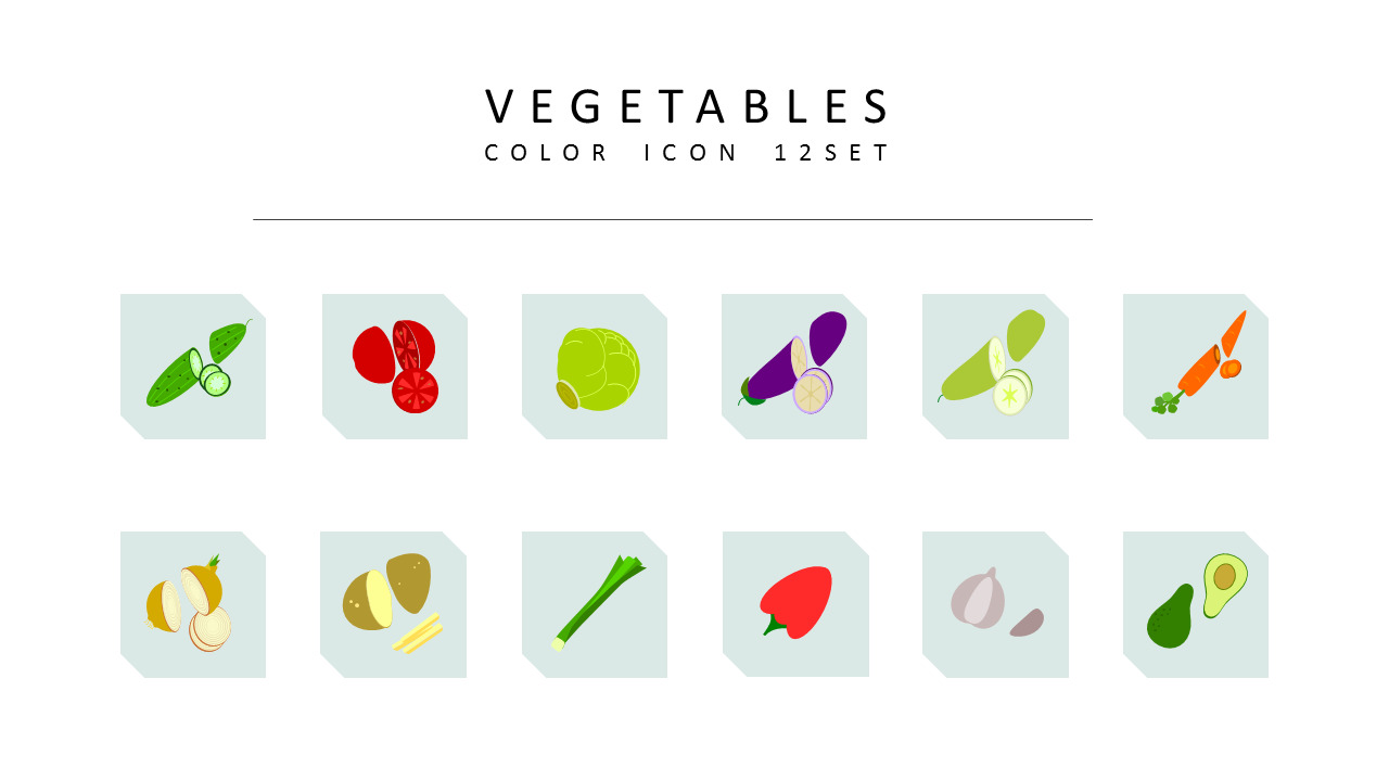 12 Vegetables Vector Source|Icon|Diagram