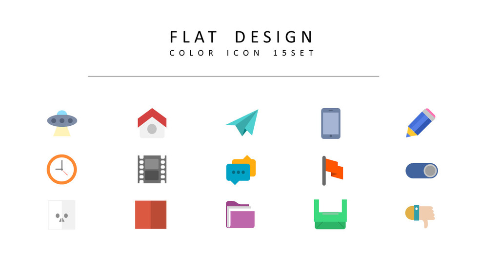 15 Set Flat Design Vector Icons|Diagram