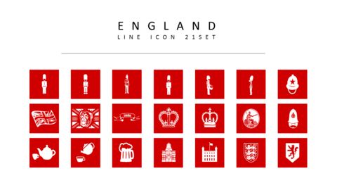 21 Set England Vector Icons|Diagram