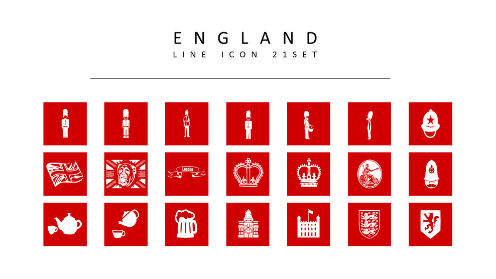 21 Set England Vector Icons|Diagram
