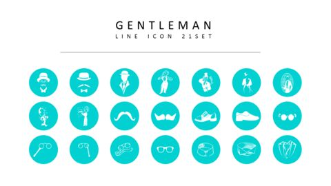 21 Set Gentleman Icons Set Vector|Diagram