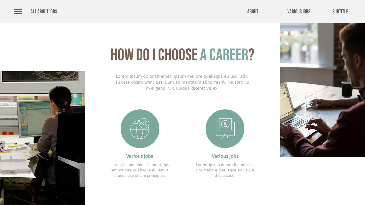 Various jobs Marketing Presentation PPT|Business|Templates