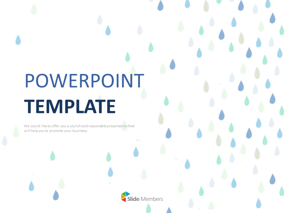 Free PPT Sample - Green and Blue Raindrop
