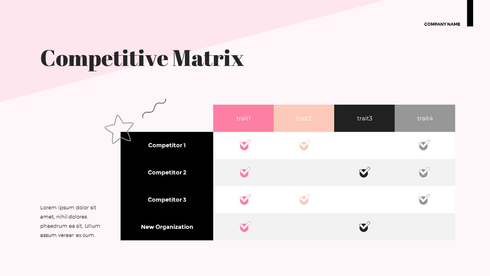 Competitive Matrix Page Template|Competitor|Single Slides