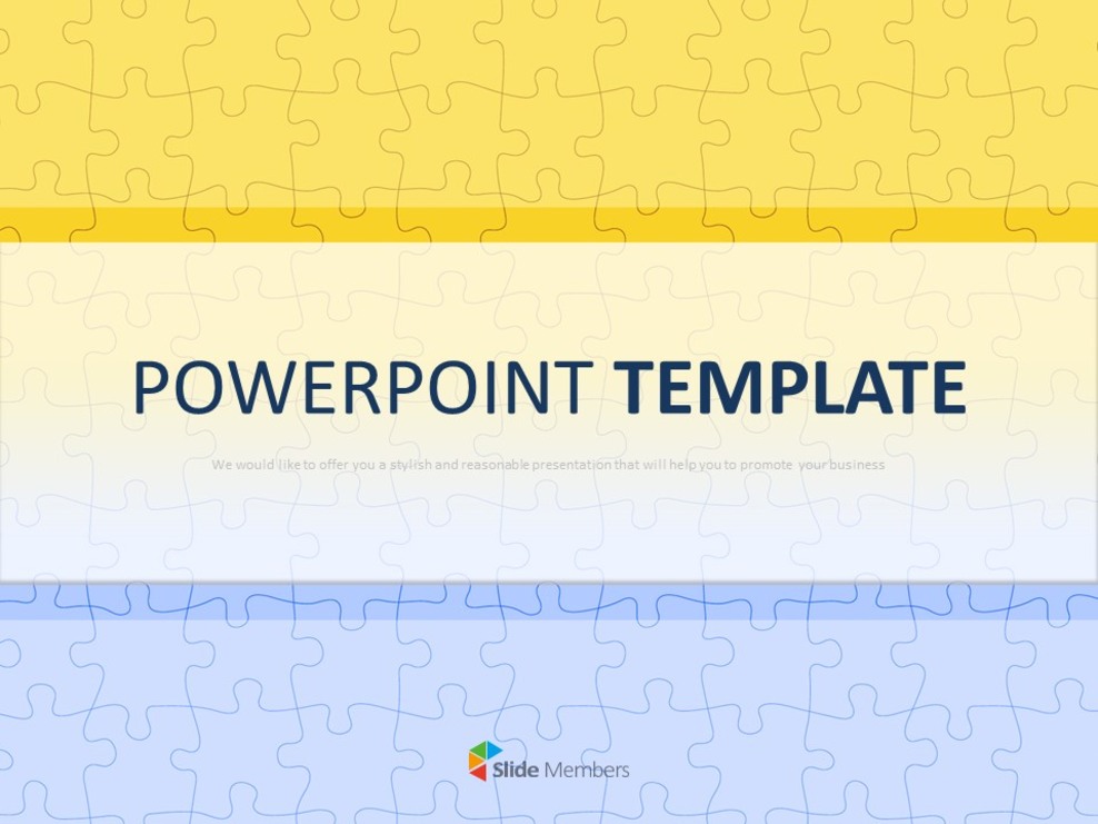 Free PPT Template - Yellow and Blue Puzzle Pattern