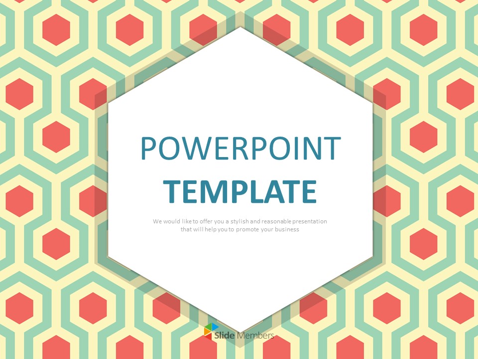 Turquoise and Red Hexagon With Ivory Background - Free PPT Template|Slides