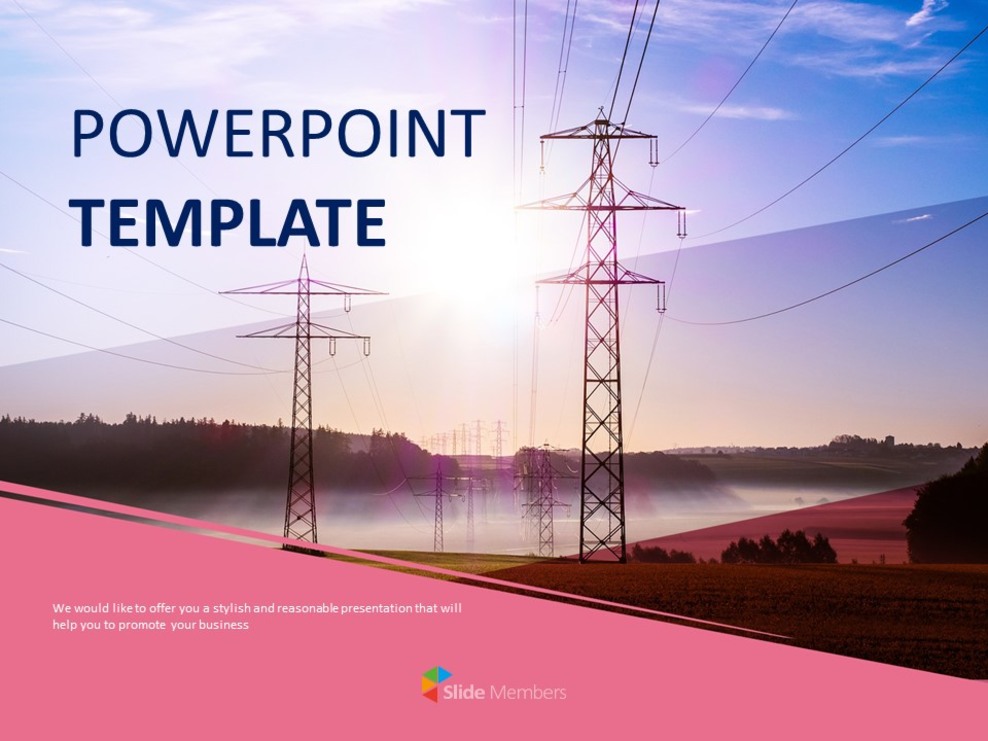 A Transmission Tower With Sunset - Free Powerpoint Template