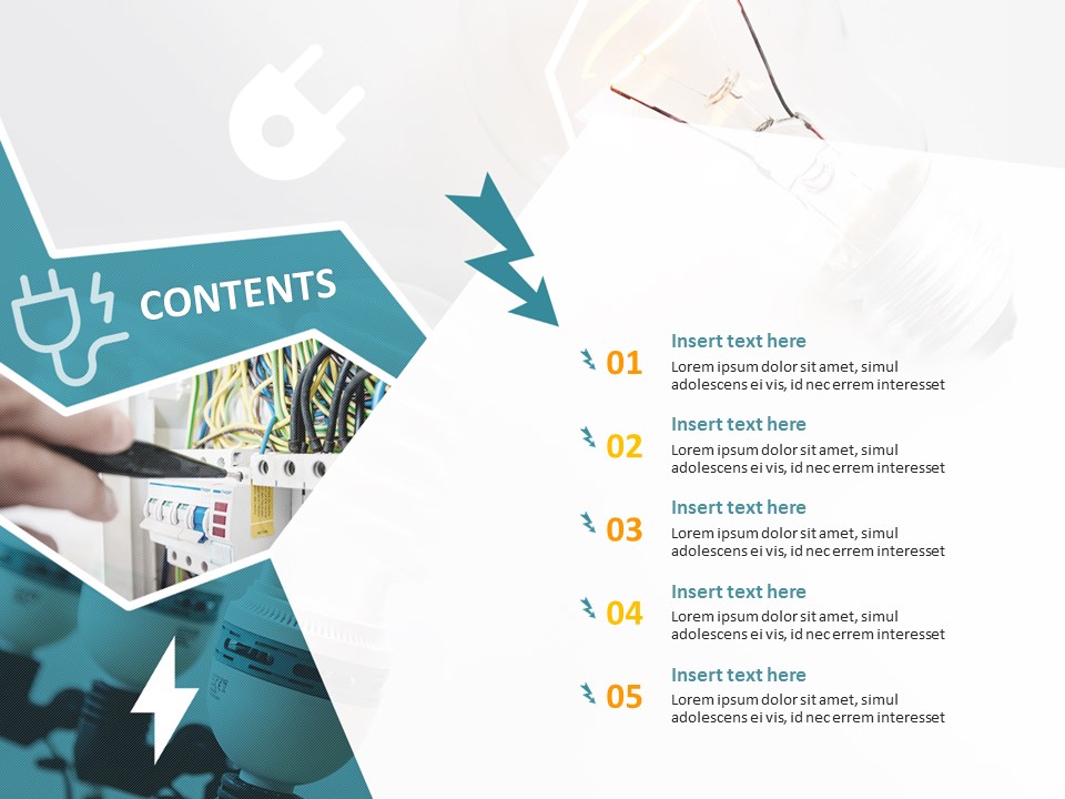 Free Powerpoint Template - Light Bulbs and Electricity