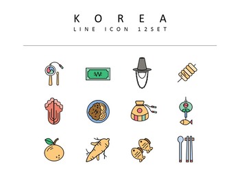 대한민국 벡터 아이콘 세트