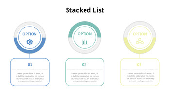 4 Circle Lists Diagram with Icons