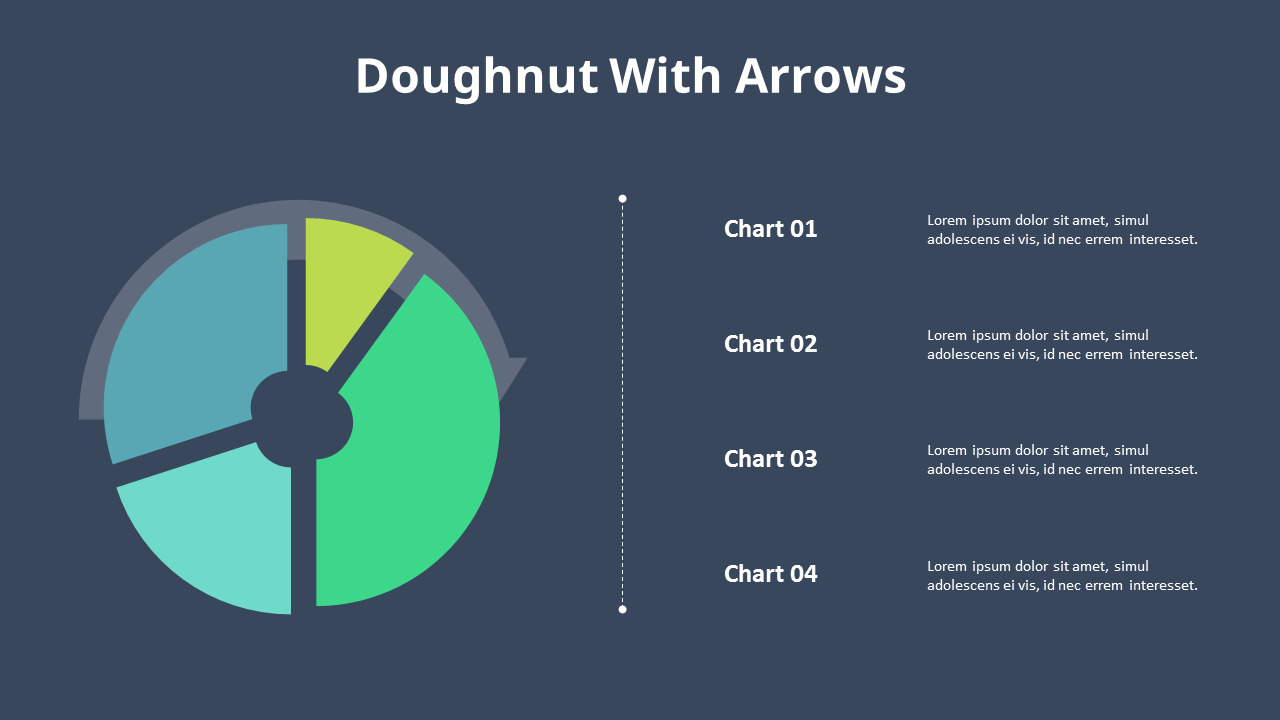 Divided Four Donut Chart with Right Text|Doughnut