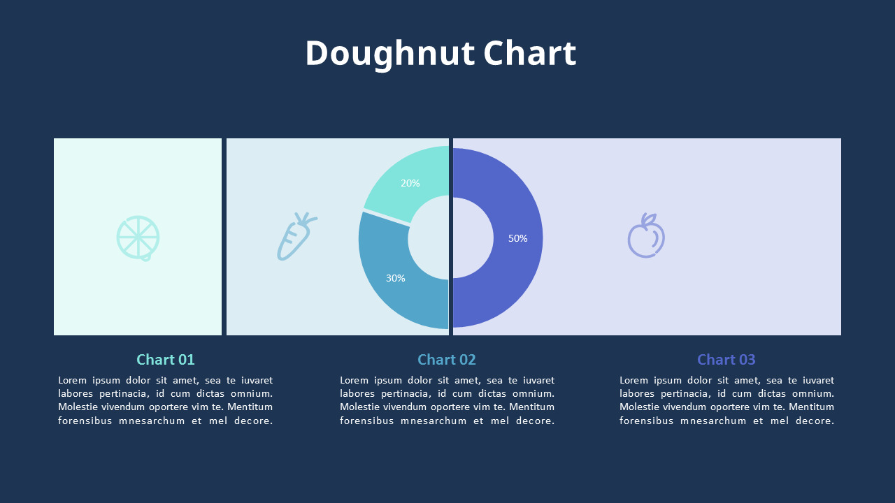3-Sector Donut Chart Free PowerPoint Slide for Data Comparison|Doughnut