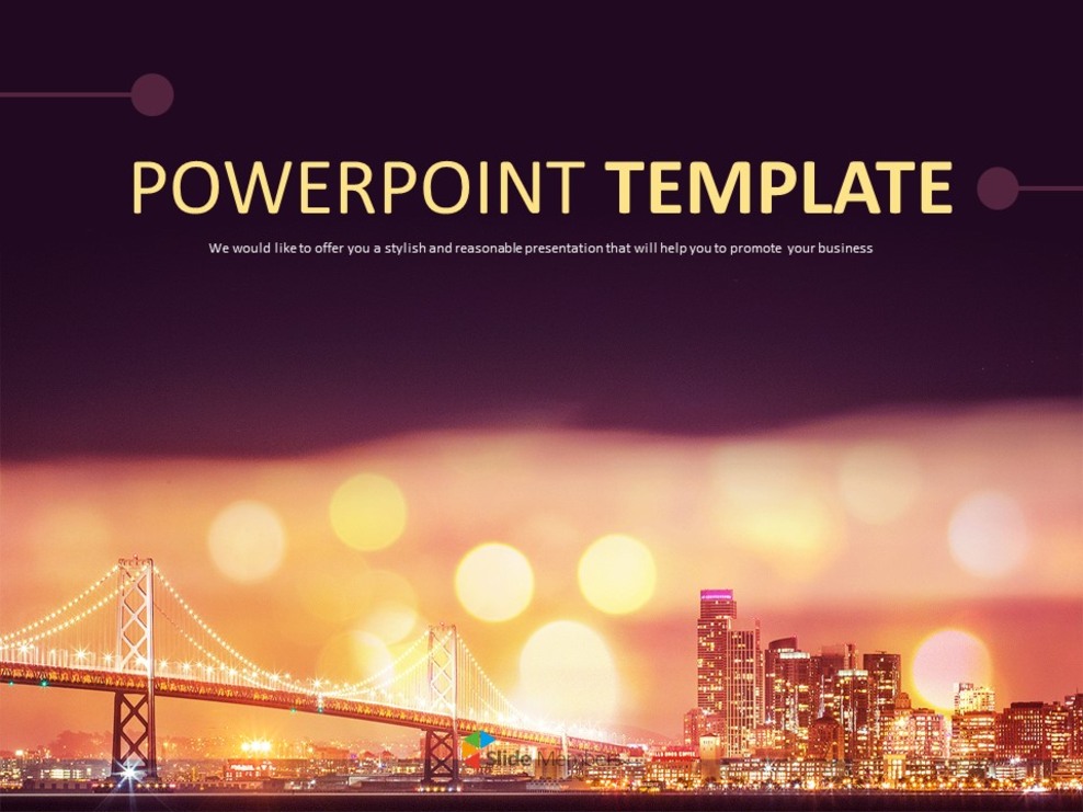 Free Template Design - Twinkle Bridges at Night|PPT|Slides
