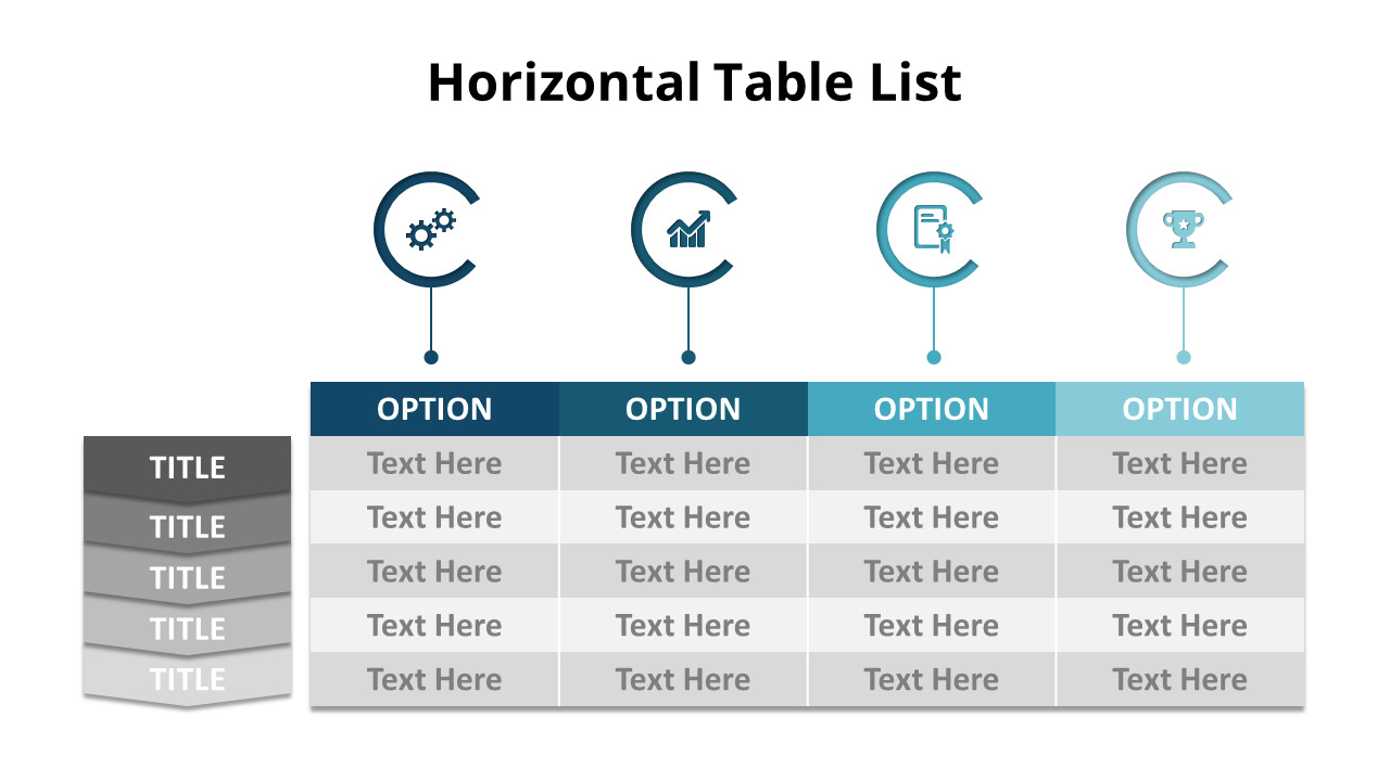 4 Horizontal List Table Set|Diagram