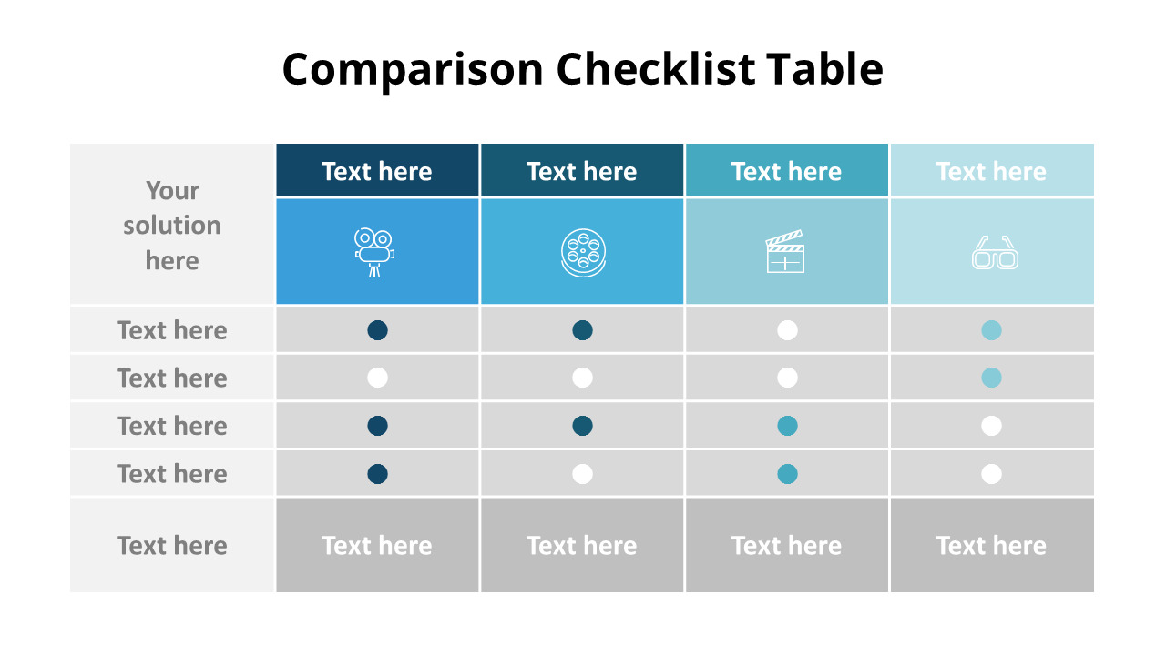 4 Horizontal List Table Set|Diagram