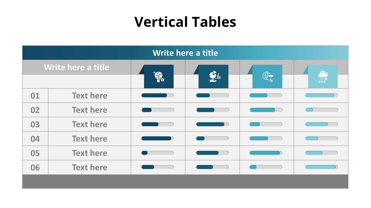 4 Horizontal List Table Set|Diagram
