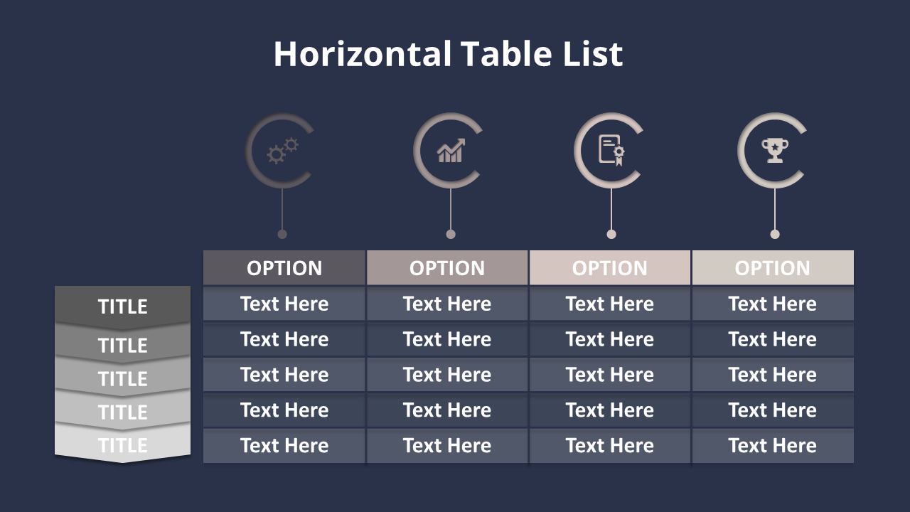 4 Horizontal List Table Set|Diagram