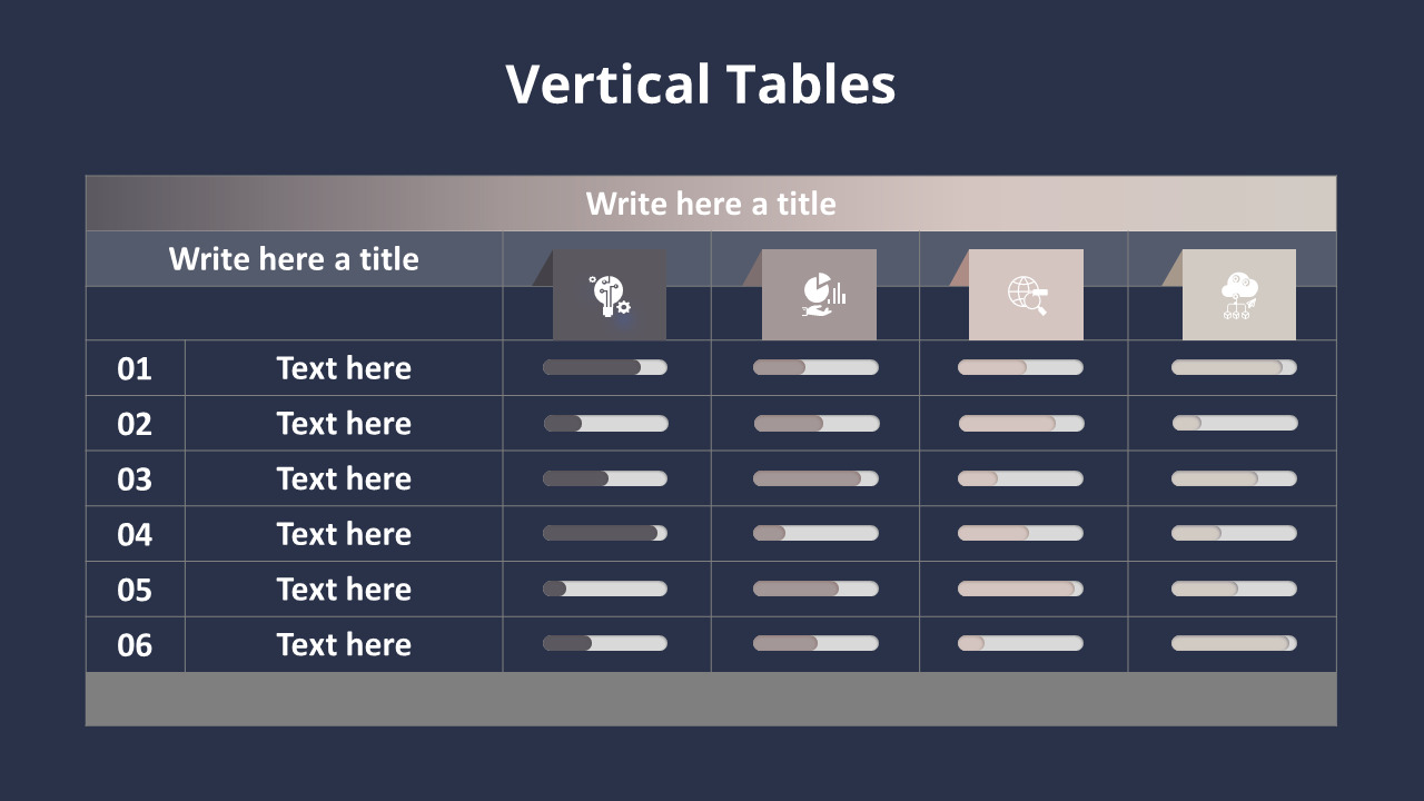 4 Horizontal List Table Set|Diagram