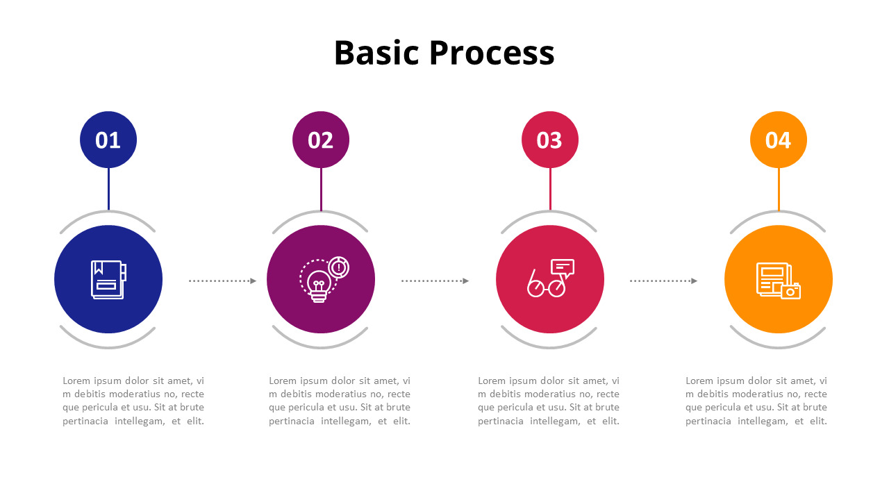 Plantilla PPT de proceso de 4 pasos|Diagrama