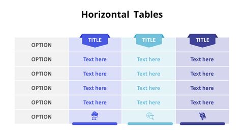 Three Horizontal List Table Set|Diagram