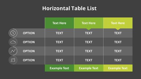 Three Horizontal List Table Set|Diagram