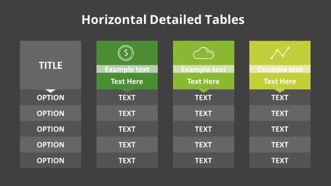 Three Horizontal List Table Set|Diagram