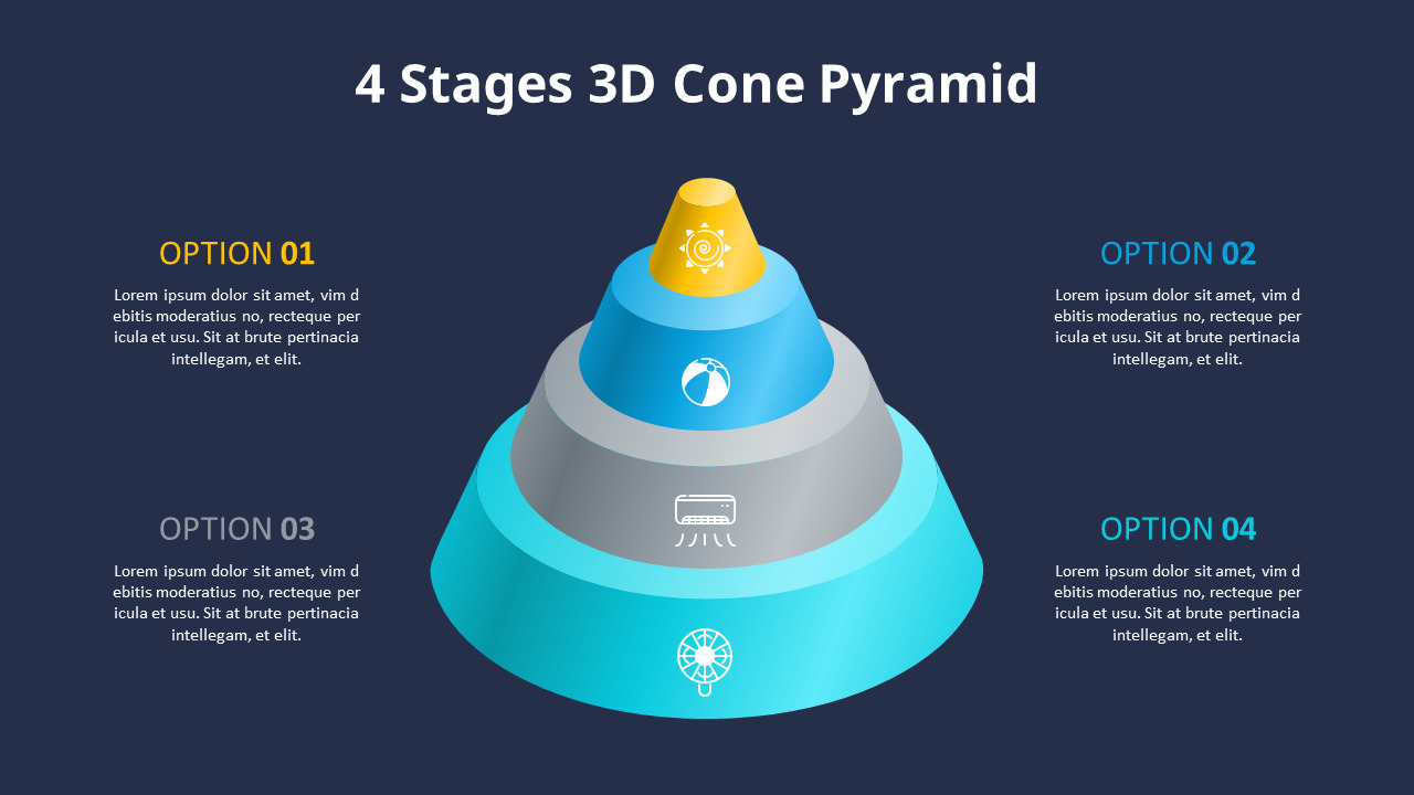 3D Cone Pyramid Chart Diagram Animation Presentation