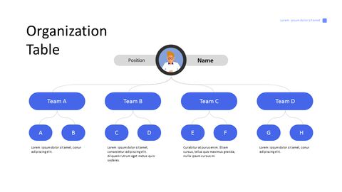 blue Organization Table Hierarchy Page Design|Single Slides