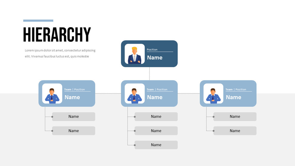 Box Name card Hierarchy Presentation Slides|Organization|Single
