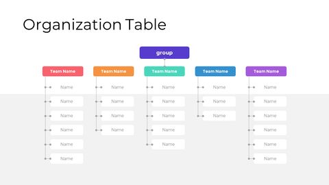 Colorful Organization Table Hierarchy PPT Slide Deck|Single