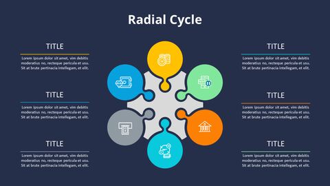 6 Steps Radial Cycle Animated Slides in PowerPoint|Diagram