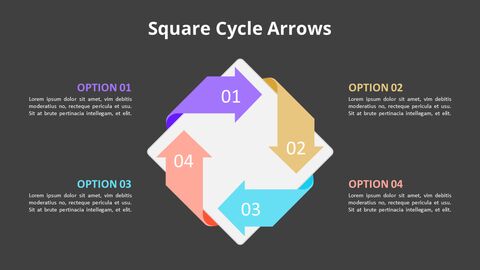 Diversi modelli di PowerPoint animati a tema diagramma ciclo freccia
