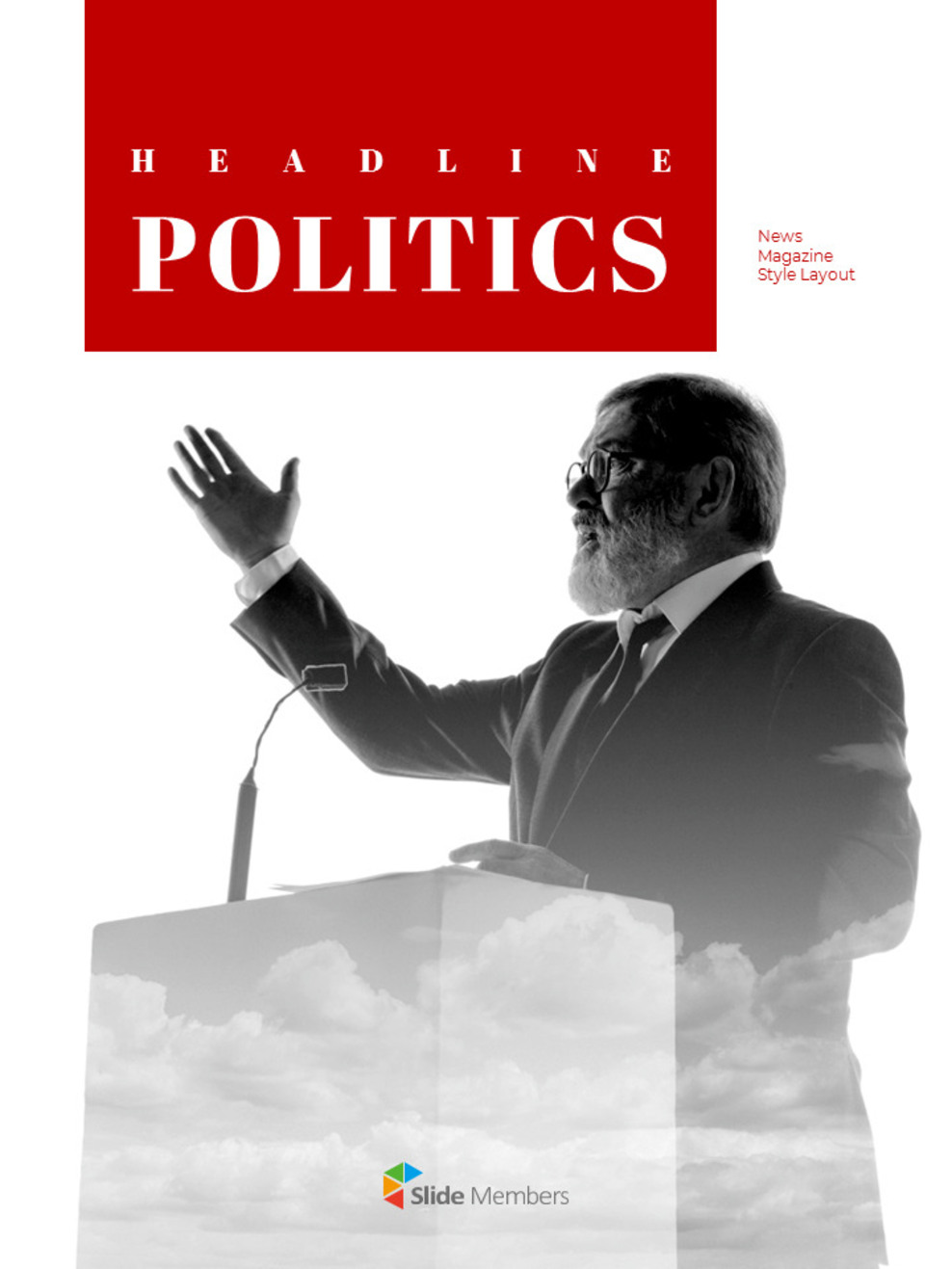 정치 헤드 라인 잡지 스타일 레이아웃 PPT 배경