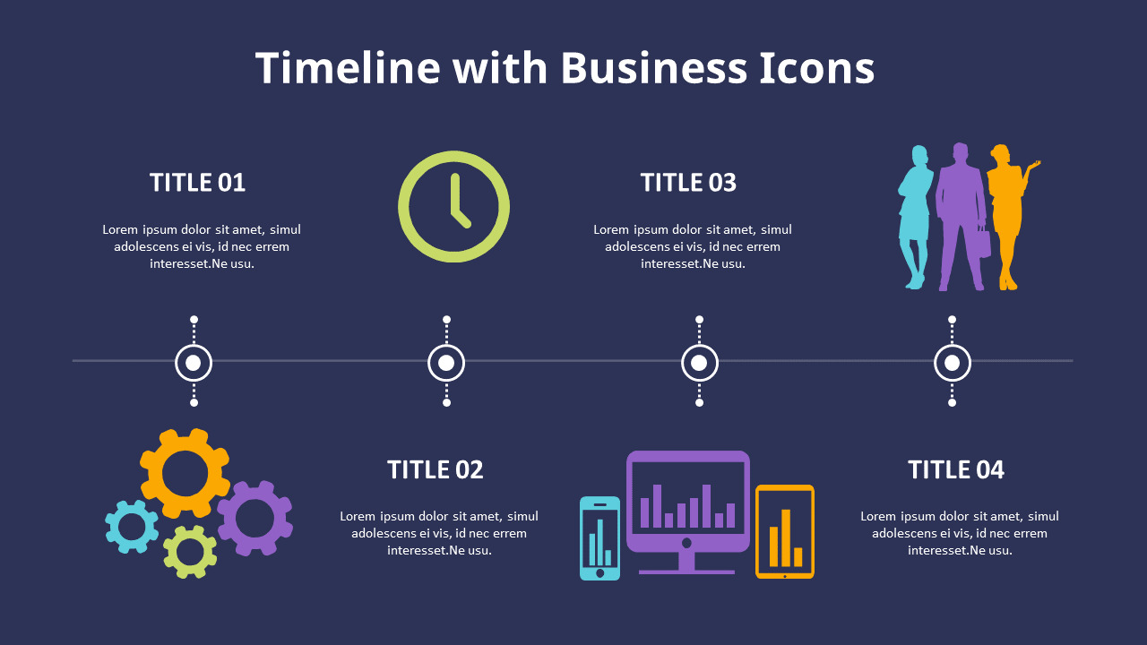 Timeline Process with Icons|Diagram
