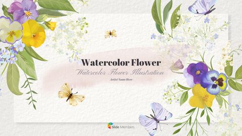 Watercolor Flower Illustration Easy PowerPoint Design