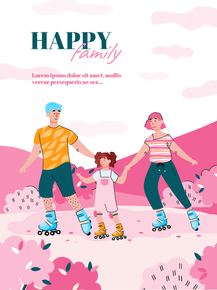 Active Spring Theme Illustration Template powerpoint ppt