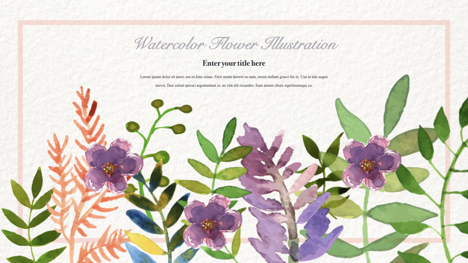 Watercolor Flower Illustration Keynote Presentation