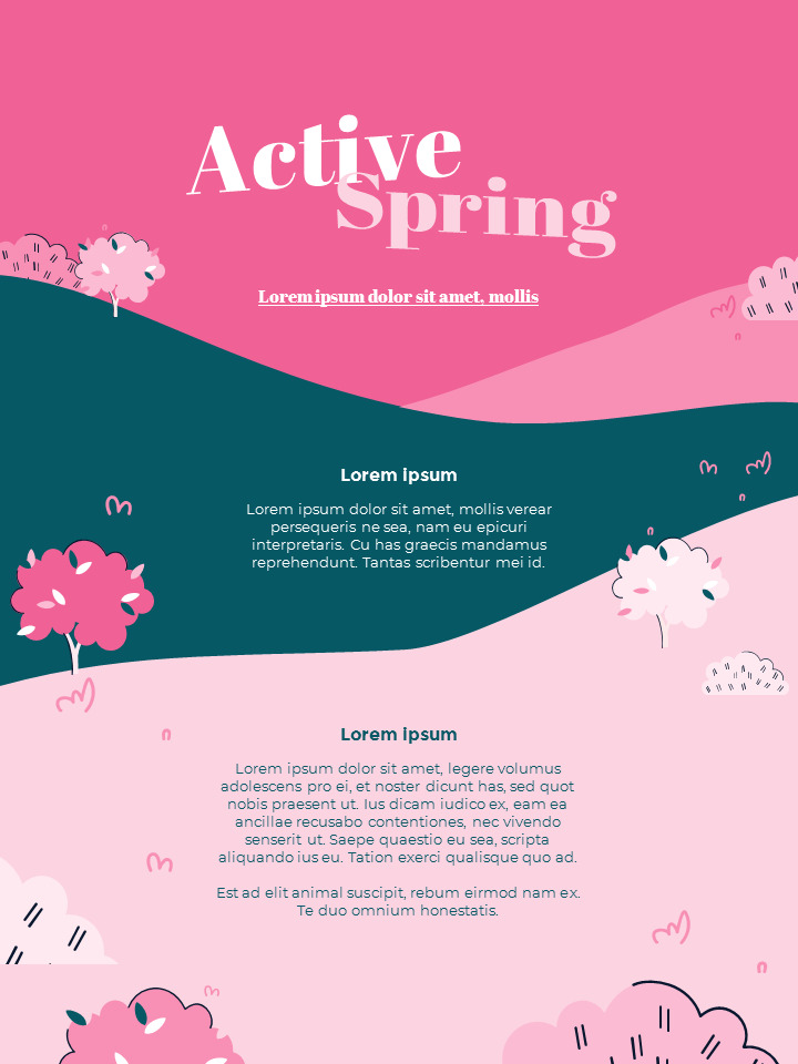 Active Spring Theme Illustration Template Simple Google Presentation