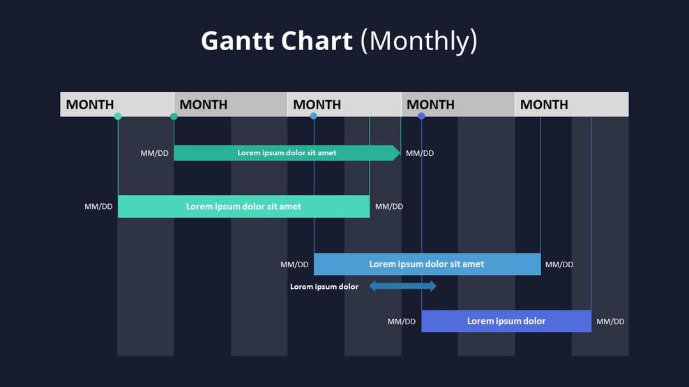 Monthly Gantt Chart|Tables|Diagram