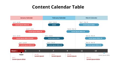 Content Calendar Table|Tables|Diagram