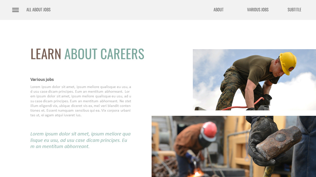 Various jobs Google Presentation Slides