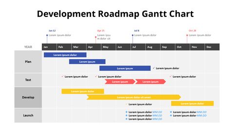 Flat Roadmap Gantt Chart With Milestones Slidemodel