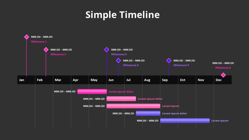 Simple Timeline|Tables|Diagram