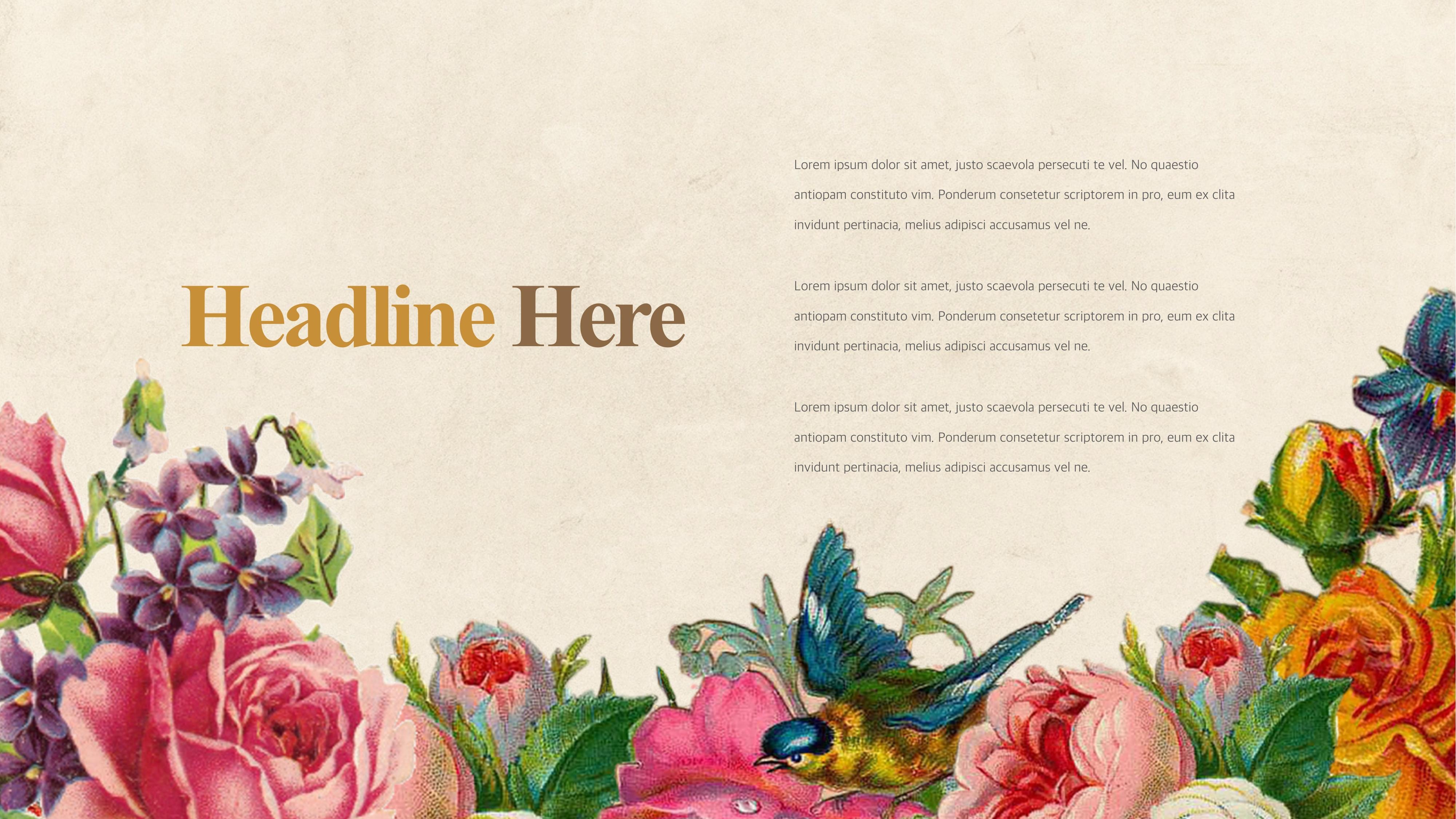 Vintage Flower presentation slide design|Lifestyle|Keynote