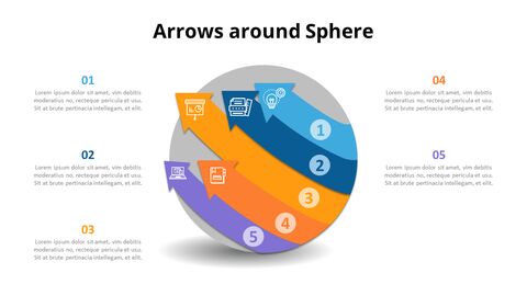 Diagrama infográfico de flechas alrededor de la esfera|Infografías