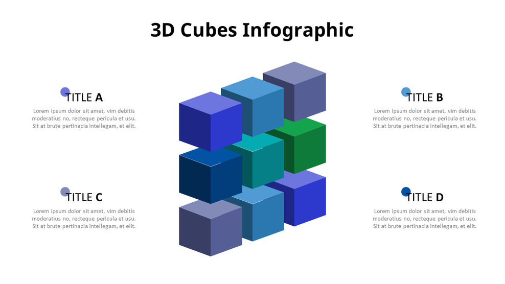 Connect 3D Cubes Infographics Diagram